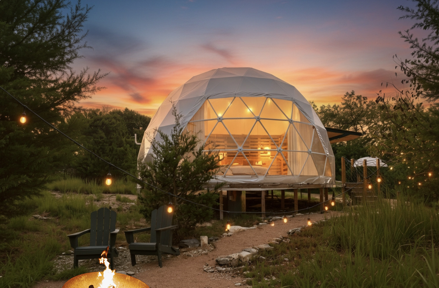 Stargazer Dome Retreat Private Hot Tub | Soulcation Texas